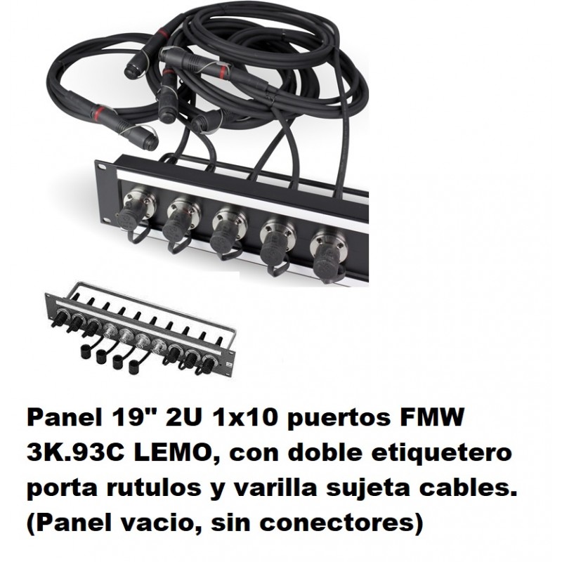 PFO PANEL 19" 2U 1x10 FMW con Doble Etiquetero porta rotulos con varil