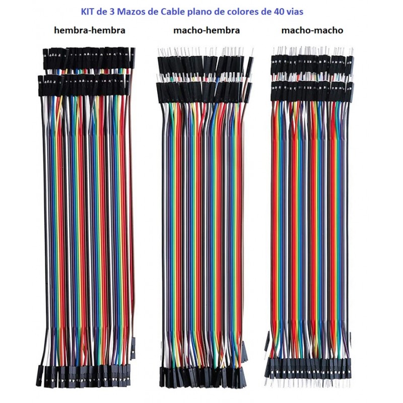 MAZO 40 CABLES 40 VIAS CABLE PLANO COLORES HEMBRA-HEMBRA DE COLORES DU