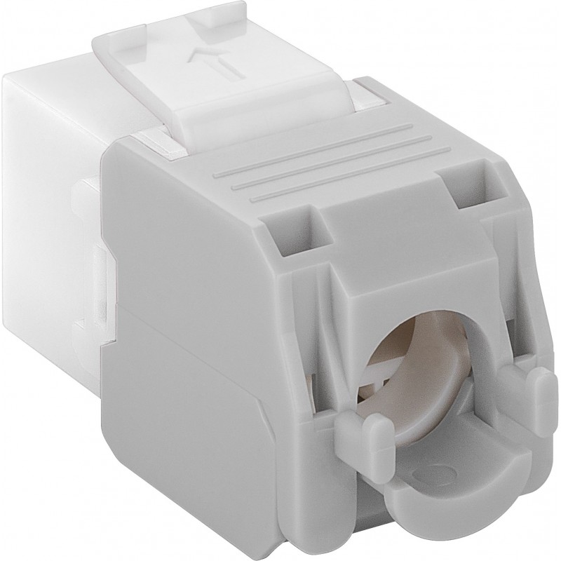 CONECTOR RJ45 HEMBRA UTP CAT6A BLANCO SALIDA DE CABLE REDONDA